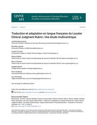 Traduction et adaptation en langue française du Lasater Clinical ...